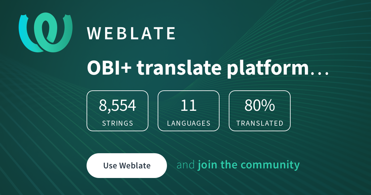 Languages @ OBI+ translate platform (powered by Weblate)